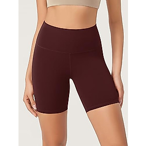 ODODOS ODCLOUD 2-Pack Buttery Soft Lounge Yoga Shorts for Women 6" Inseam High Waist Non See Through Biker Shorts, Black+Burgundy, Large