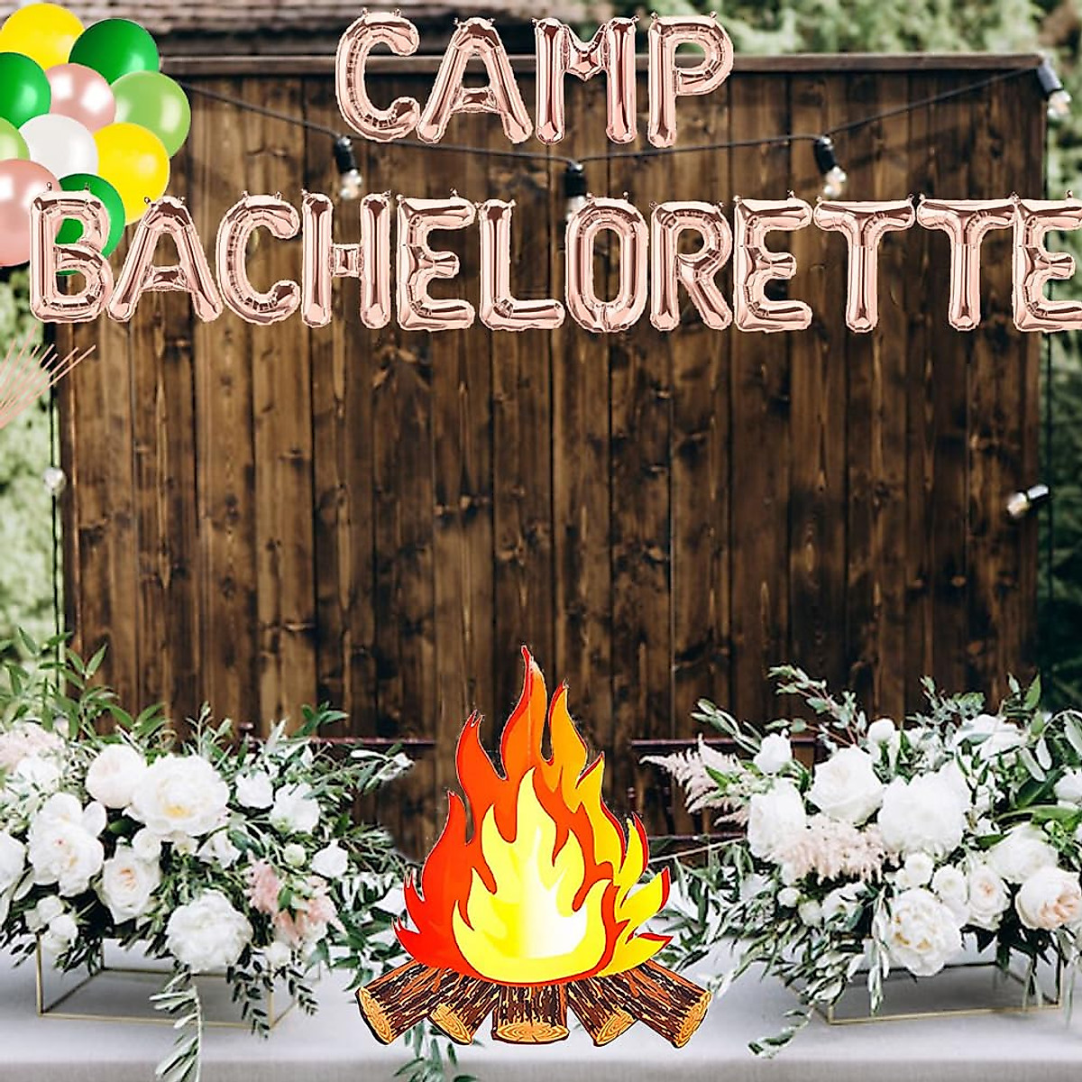 Camping Bachelorette Party Decorations Rose Gold Camp Bachelorette Balloons Weekend In The Woods/Lake Hiking/Mountain Themed Engagement Bridal Shower Party Supplies Decorations