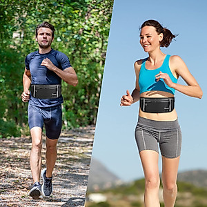 Running Belt Fanny Packs for Men Women,ROSIMAX Waist bag Money Belt Running Phone Holder 4 Pockets Lycra Water Resistant Runners Belt Pouch For Sports Workout Fits Big Phones Up to 8’’（X-Large)