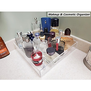 11x14 Acrylic Tray - Clear Acrylic Tray for Serving, Organizing, Display, Decor, Bathroom, Drawer - Clear Acrylic Serving Tray for Ottoman, Coffee, Food - Acrylic Organizer Tray - Acrylic Vanity Tray