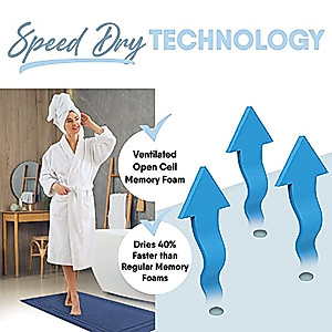 MICRODRY Quick Drying Memory Foam Framed Bath Mat with GripTex Skid-Resistant Base, Runner - 24x58, Blue