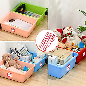 Wettarn 12 Pcs Plastic Cubby Bins 15.35 x 11.42 x 4.72 Inches Stackable Organizer Storage Cubbies Labels for Classroom School Nursery Playroom Home Office Storage Bins Cubby Bins