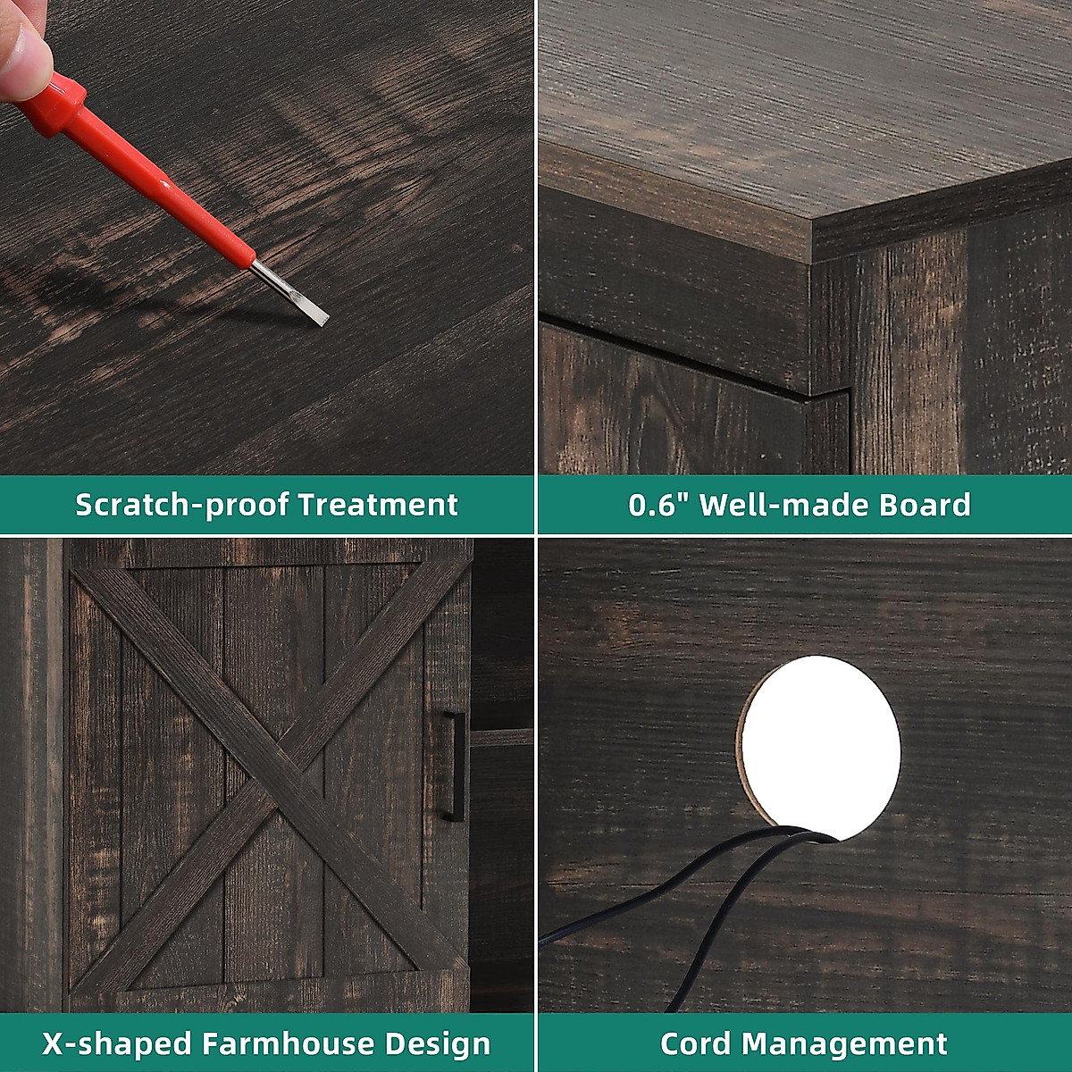 YITAHOME TV Console for 65 Inch TV, Farmhouse TV Stand with Double Barn Doors and Storage Cabinets, Mid Century Modern Media Console Table TV Cabinet for Living Room, 59 Inches, Dark Oak