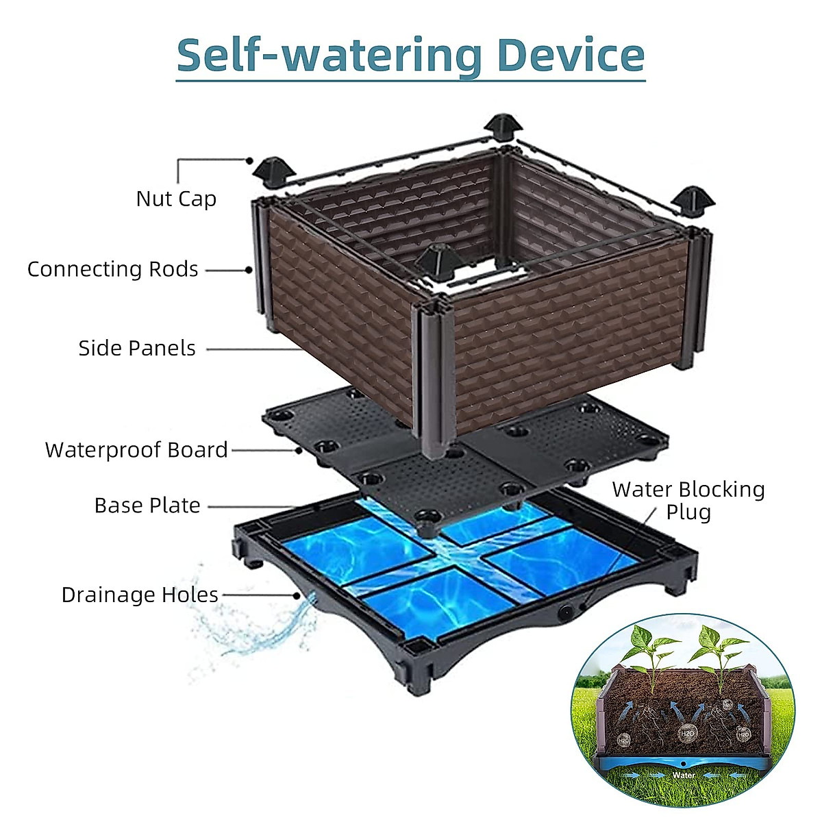 Large Planters for Outdoor Plants - Deepened 20" H, Raised Beds for Gardening Self Watering, Elevated Planter Box with Legs, Rectangular Garden Planters for Outdoor Plants Flowers, 47.2"L x 15.7"W