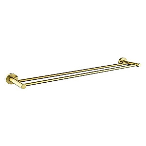Towel BAR Rack Wall Mounted Towel Rack Towel Holder Rails Stainless Steel Material Towel Rack Brushed Gold Towel Bar Bathroom Hanger Towel Rack Toilet Wall-Mounted Shelf Double Rod (Color : 1 Pcs)
