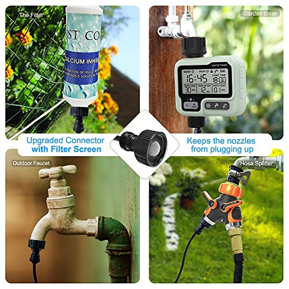 Misters for Outside Patio,Outdoor Water Misting Cooling System,50FT|15M.Backyard Mist Hose Kit for Garden,Greenhouse,Fan,Deck,Umbrella,Canopy,Pool,Porch.Trampoline Sprinkler Park,BBQ Party Accessories