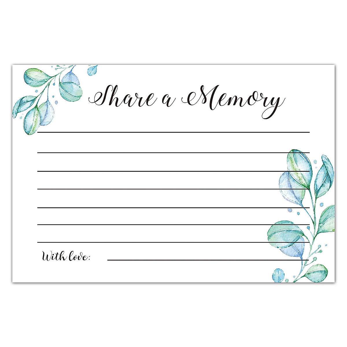 TENTADO Share A Memory Card Celebration of Life, Greenery Share a Memory Cards, For Birthday, Wedding, Funeral, Graduation, Bridal, Retirement, Going Away Party, Pack of 50, 4x6 Inch.