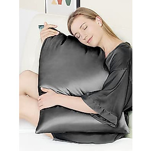 Silk Pillowcase for Hair and Skin with Hidden Zipper, Natural Mulberry Silk Pillowcase+Silk Eyemask, Queen 20''x30'' Both Side Allergen Proof Soft Smooth 20 Momme 600 Thread Count Silk Pillow Cover