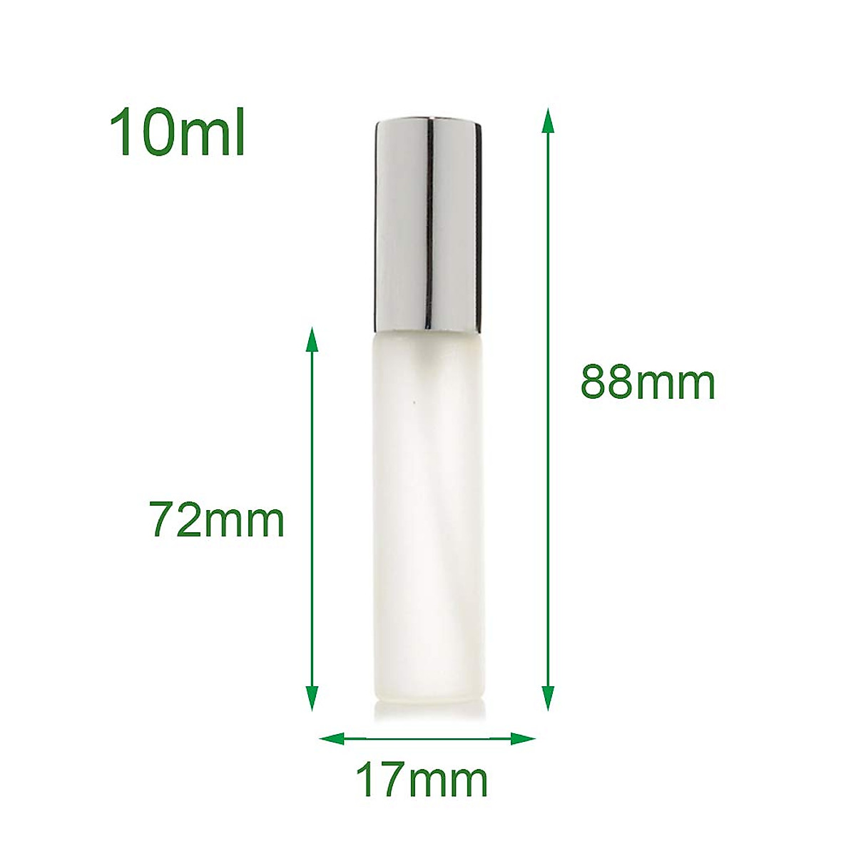 Enslz 6 pcs Frosted Fine Mist 10ml1/3oz Atomizer Glass Bottle Vial Spray Refillable Fragrance Perfume Empty Scent Bottle 2 pcs 3ML Free Pipette (10ml, Silver)