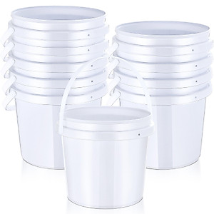 Yaomiao 10 Pcs 1 Gallon Bucket White Plastic Bucket Without Lids Paint Buckets Pails Paint Cans Storage with Handle Bucket Pail Container for Multipurpose Household Crafts Projects(1 Gallon)