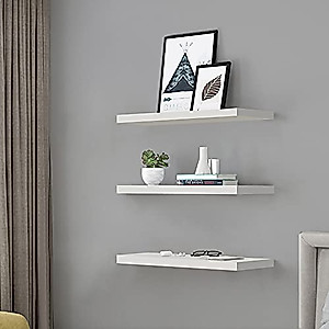 White Floating Shelves for Wall,Set of 3 Wall Shelves Perfect Home Decor for Bathroom Living Room Kitchen Bedroom Office Storage Shelf