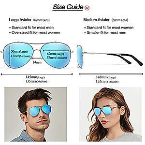 BOTPOV Aviator Sunglasses for Men Women Polarized UV400 Protection Mirrored Lens Metal Frame with Spring Hinges