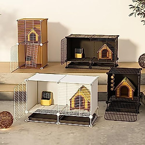 Small Animal Cage, Rabbit Cage Small Cage Chinchilla Cage Metal Pet Cage with Removable Tray, Ferret Cage, Chinchilla Cage Grid Spacing1.5cm/0.6" for Small Pets, Guinea Pigs, Bunny,Chinchilla (Color