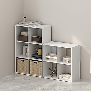 Furinno Pelli Cubic Storage Cabinet, Bookcase, Bookshelf, 4-Cube, White