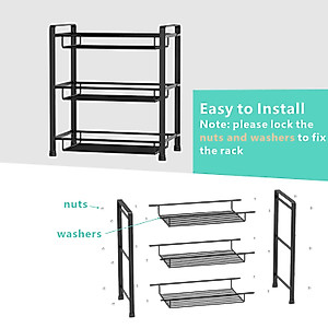Bathroom Countertop Organizer, Packism 3 Tier Premium Detachable Kitchen Spice Rack for Counter top, Wire Basket Storage Counter Shelf Organizer, Black