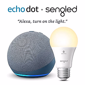 Echo Dot (4th Gen) | Twilight Blue with Sengled Bluetooth bulb | Alexa smart home starter kit