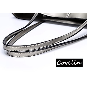 Covelin Women's Handbag Genuine Leather Tote Shoulder Bags Soft Hot Blue