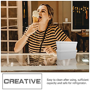 MAGICLULU 3pcs Ice Cream Box Ice Cream Holder Dessert Storage Tubs Ice Cream Accessories Fruit Containers with Lids Containers for Fruit Soup Freezer Organizer White Household Pp