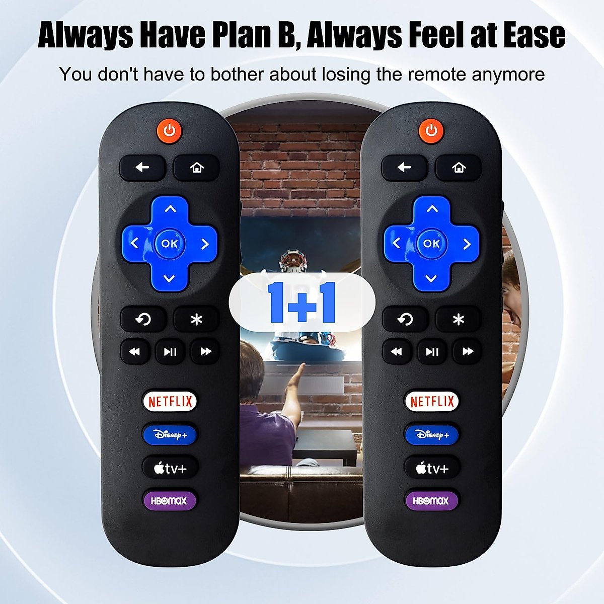 Replacement Remote Control Compatible with All TCL Roku Smart -TVs【Only Works with TCL Roku TV, Not for Roku Stick and Roku Box】 (Netflix/Di+/Apple TV+ / HBO Max)