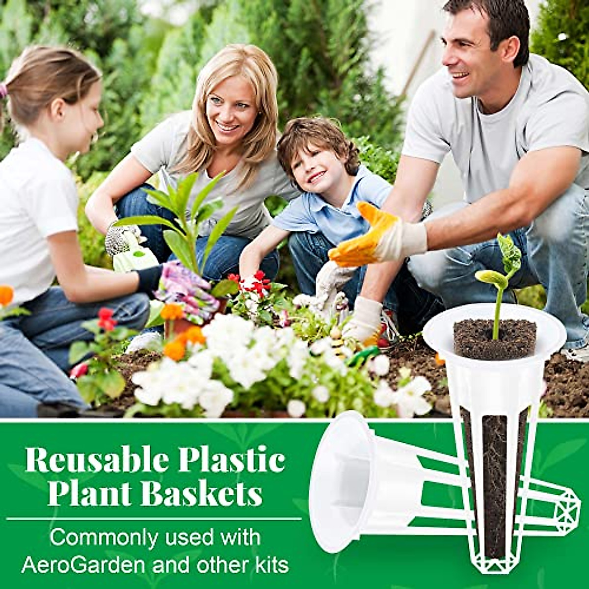 142 Pack Seed Pod Kit Compatible with AeroGarden, Hydroponics Garden Accessories for Growing System, Grow Anything Kit with 30 Grow Sponges, 30 Baskets, 50 Labels, 30 Domes, 2 Nutrient Plant Food