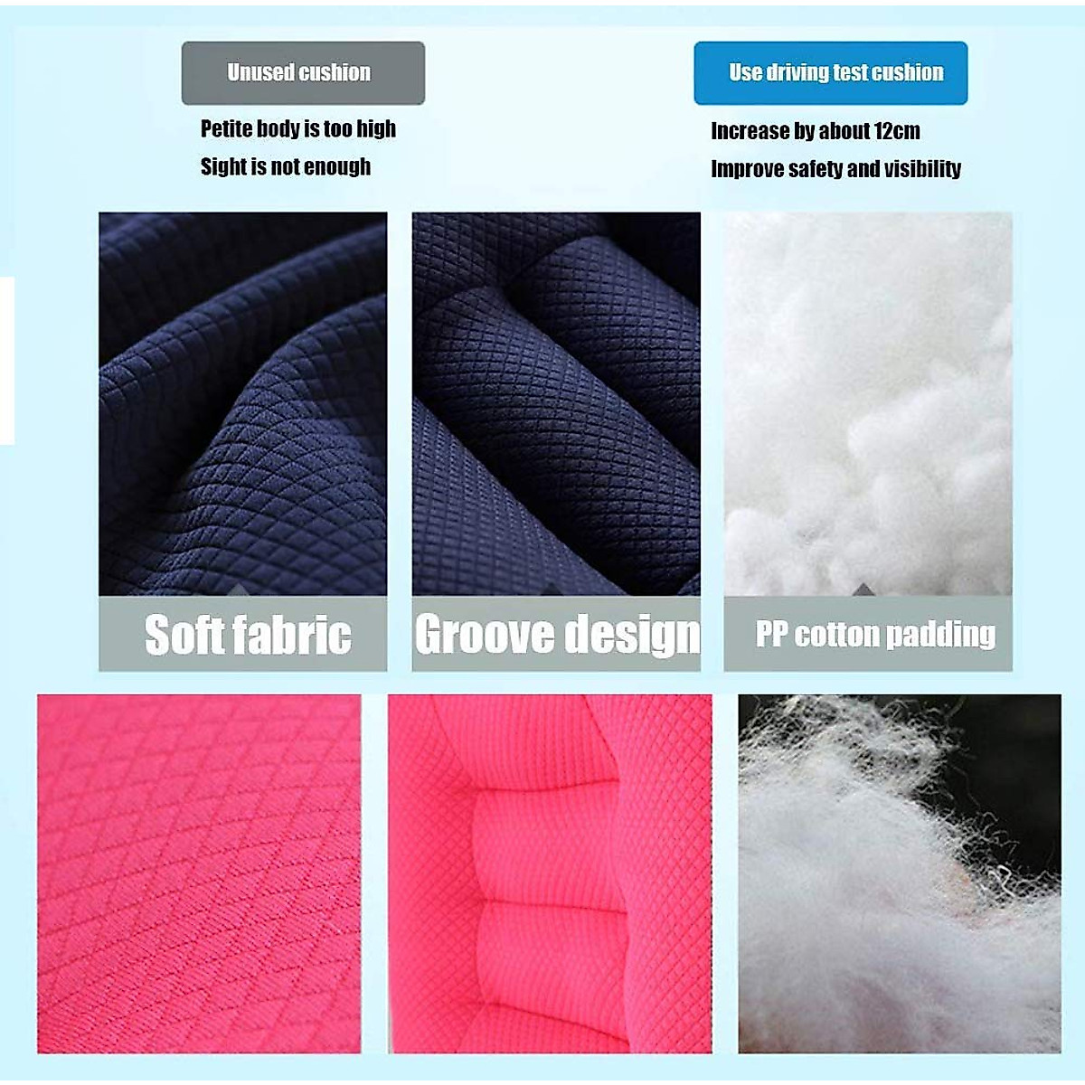 Car Seat Cushion, Office Chair Booster Seat Booster Cushion, Breathable Mesh Portable Car Booster Seat for Short Drivers Extra Thick Seat Cushion for Car Office,Home, 40x40x12cm Black