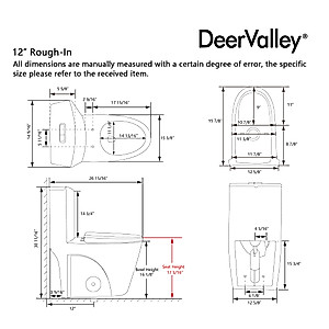 DeerValley Toilet, Elongated One Piece Toilet for Bathrooms, Comfortable Chair Seat Height 17", Dual Power Flush Toilet 1.1/1.6 GPF and MAP 900g, 12'' Rough-In Toilet Bowl