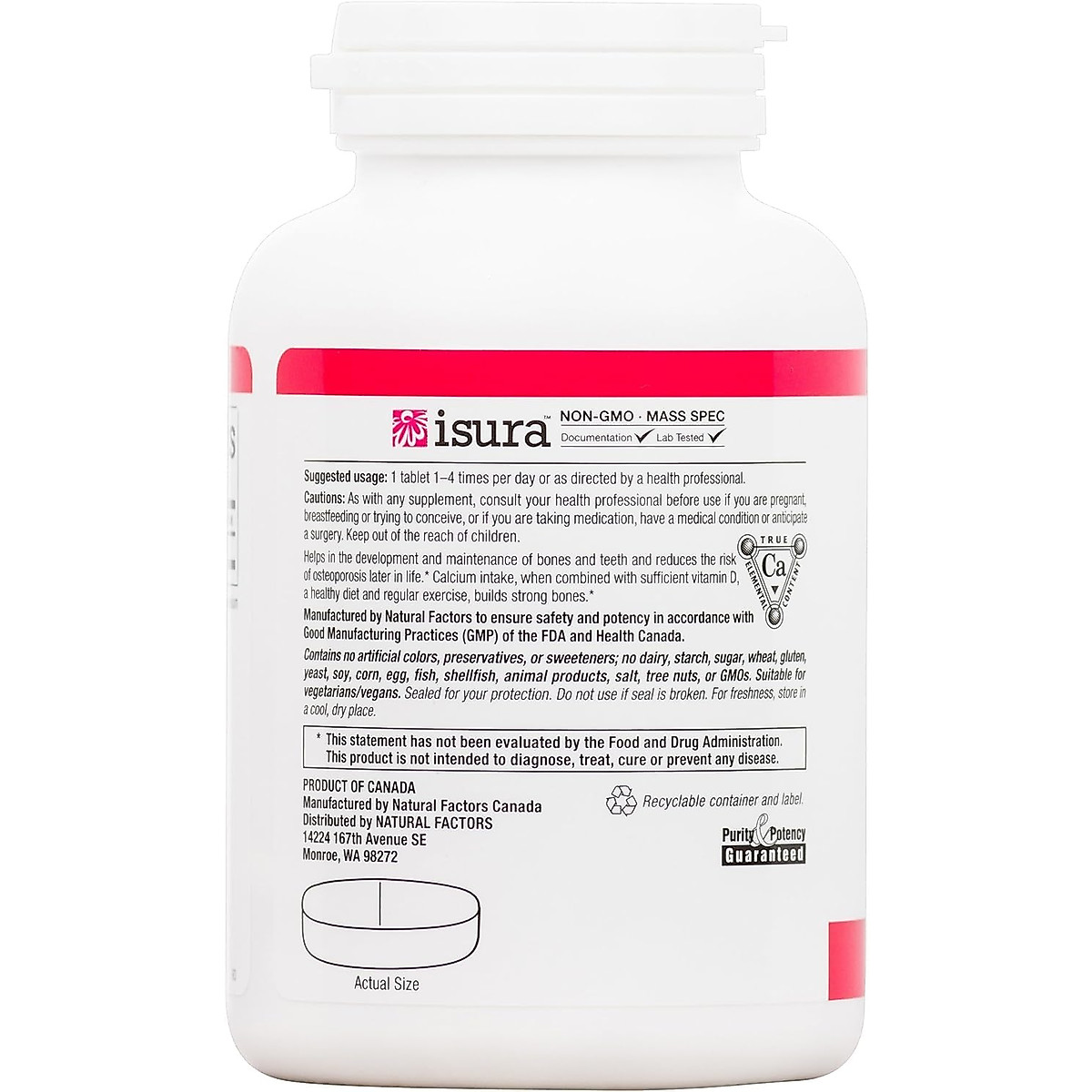 Natural Factors, Calcium Citrate, Helps Maintain Strong Bones and Teeth, 90 tablets (90 servings)