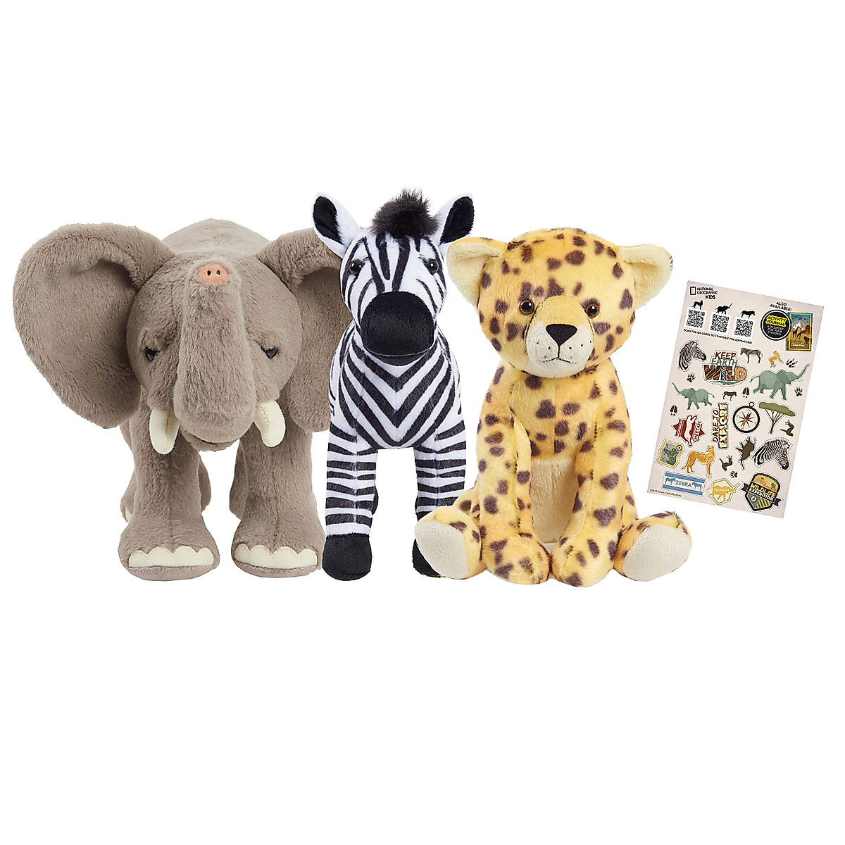 National Geographic Kids 3-Pack Hyper-Realistic Plushie Stuffed Animal, Baby Shower Gifts, Recycled Material Packaging, Kids Toys for Ages 3 Up, Amazon Exclusive