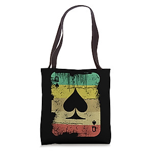Retro Poker Texas Hold'Em Queen Of Spades - Vintage Poker Tote Bag