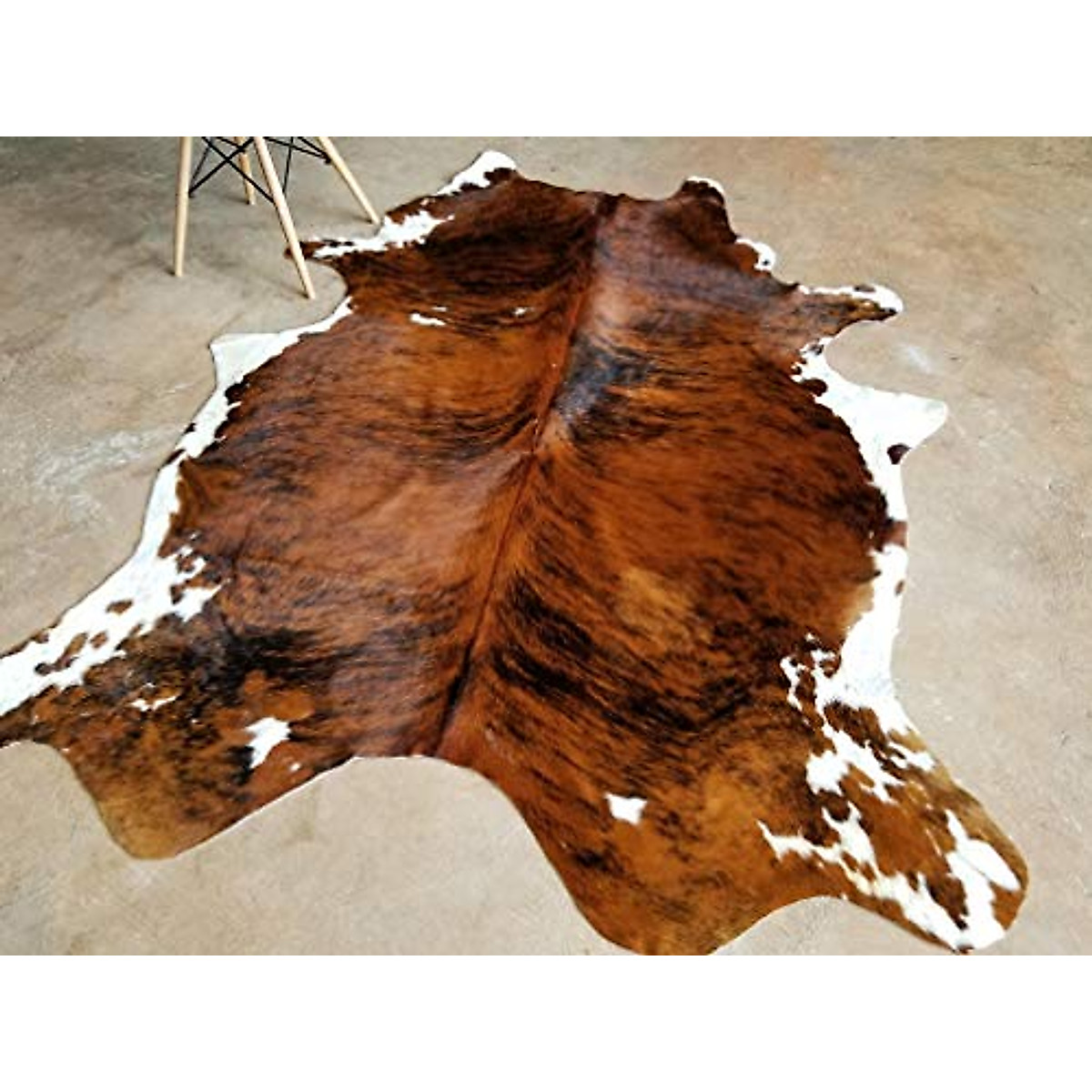 Brindle White Belly Cowhide Rug Cow Hide Skin Leather Area Rug: Large