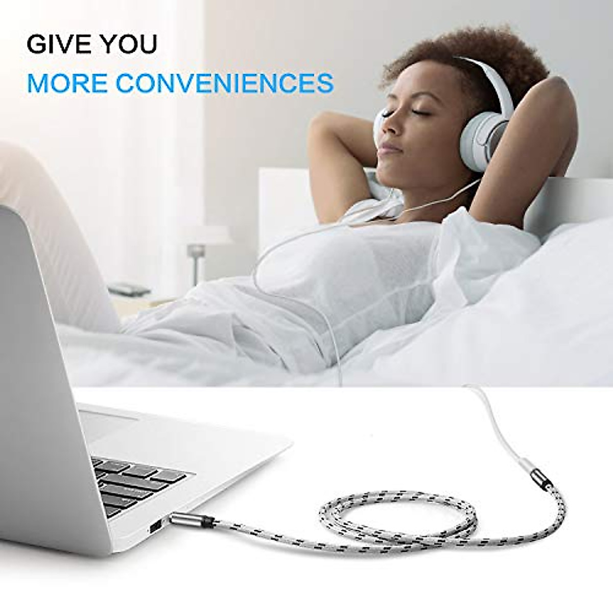 SNANSHI Long Aux Cord 15 ft 3.5mm Audio Cable Nylon Braided Aux Cable Male to Male Stereo Hi-Fi Sound Auxiliary Audio Cable Compatible with Headphones, Car, Tablets,iPhone, Beats,Echo & More