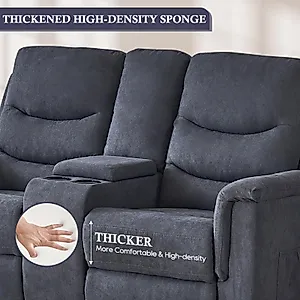 Consofa Loveseat Recliner, Manual Reclining Loveseat with Console, 68'' Wall Hugger Reclining RV Theater Seats, Double Recliner Loveseat with Cup Holder and Side Pocket for Living Room