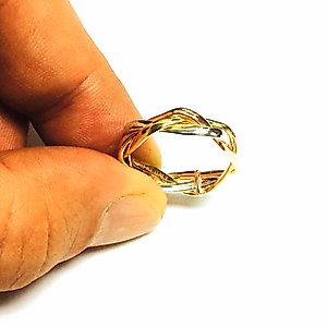 Jewelry Affairs 14K Tri-Color Gold Intertwined Braided Ring, 5mm, Size 9