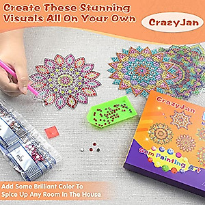 CrazyJan 6 PCS Diamond Painting Kits for Suncatchers Mandala Art Stained Glass Window Clings, DIY Diamond Art Accessories Adults & Kids Art Craft Supplies Gifts for Girls Women Children