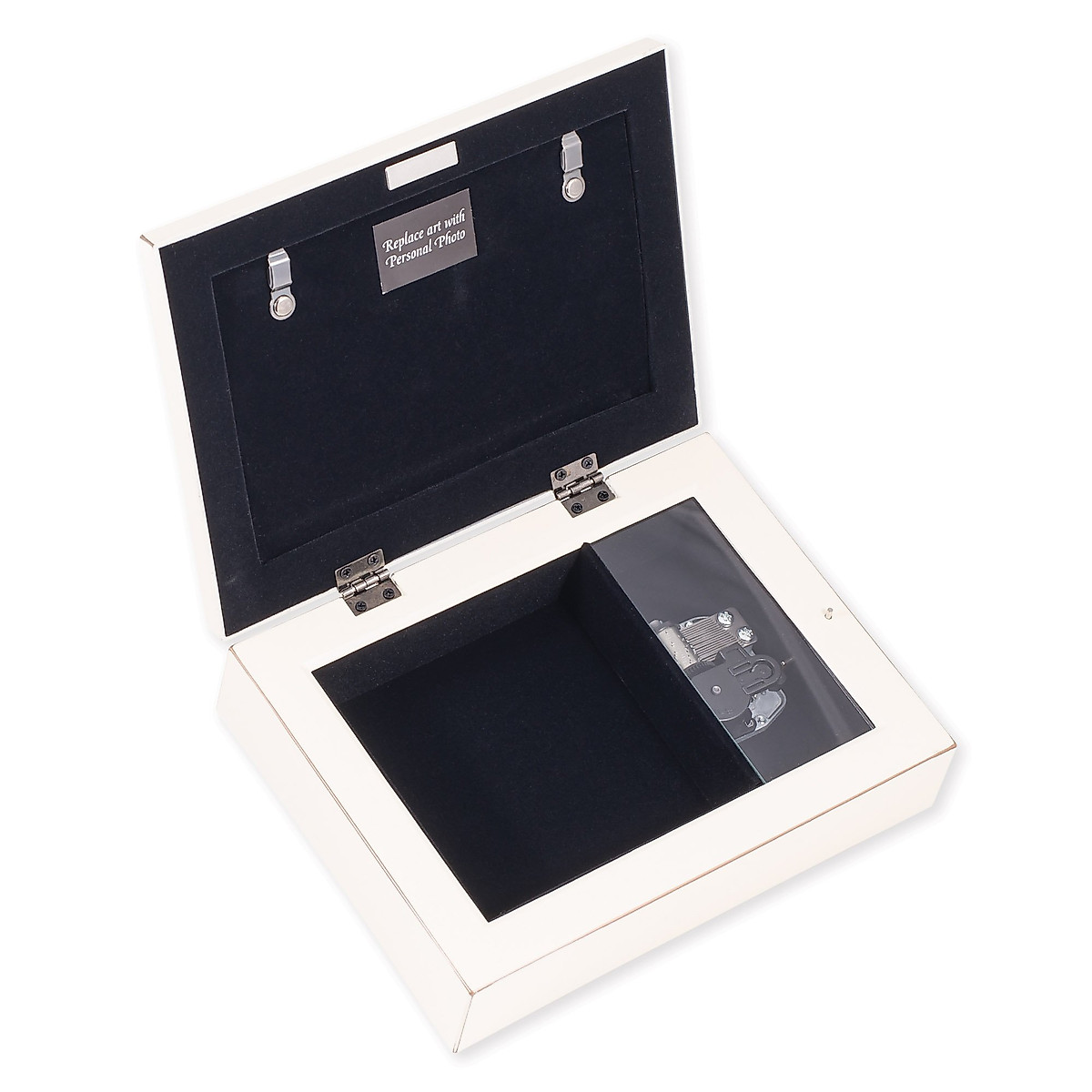 Confirmation May You Follow the Lord Ivory Rope Trim Jewelry Music Box Plays Ave Maria