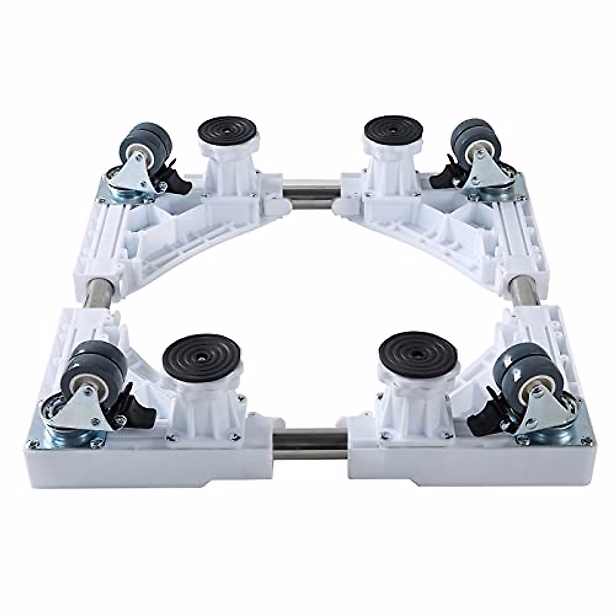 MAOPINER Multi-functional Washing Machine Stand Adjustable Base Mobile Roller with 4×2 Locking Rubber Swivel Wheels and 4 Strong Feet for Washing Machine, Dryer and Refrigerator 8 Wheels (White)