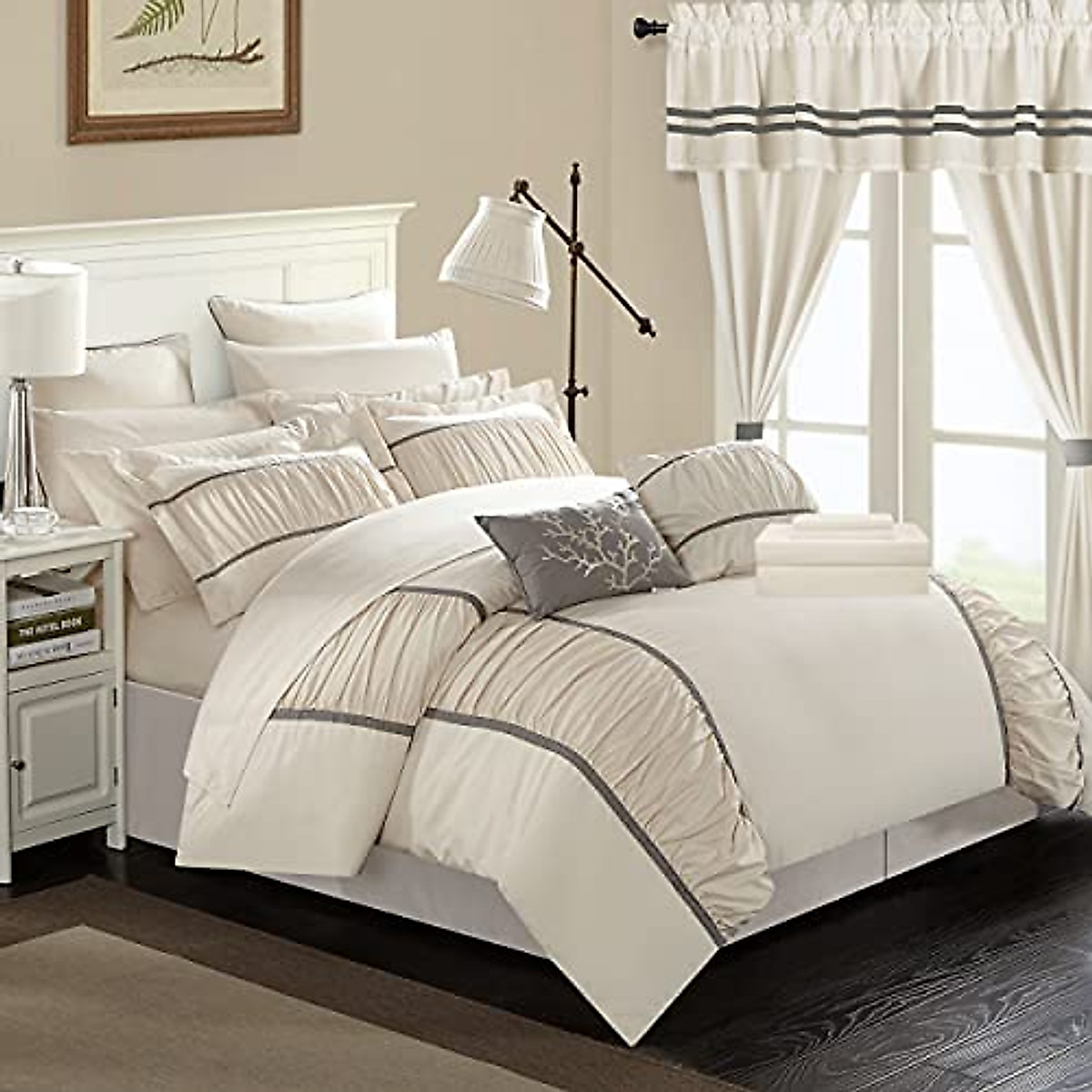 Chic Home CS3135-AN Mayan 24 Piece Bed in a Bag Comforter Set, King, Off-White