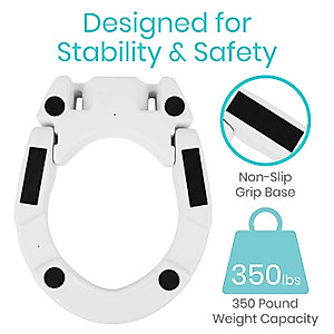 Vive Toilet Seat Riser - Raised Elevated Handle (Easy Clean) for Seniors, Elderly, Handicapped - Medical Handicap Bathroom Safety Recovery Height Chair Cushion Bowl Cover, Tall High Portable Extender