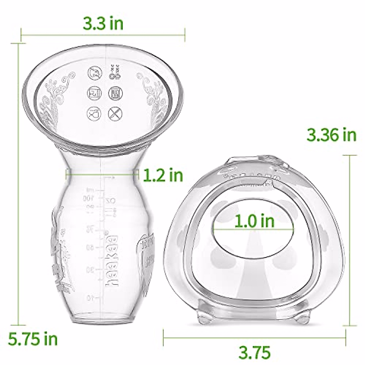 haakaa Manual Breast Pump 4oz/100ml and Ladybug Milk Collector 2.5oz/75ml Combo for Breastfeeding, Made of Food Grade Silicone