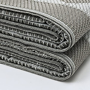 Kurala Reversible Rugs Plastic Patio Area Rugs, Lightweight Outside Mats for Patio, Straw, RV Camping, Beach and Picnic (5x8ft Taupe)