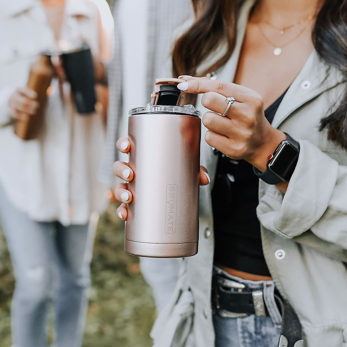 BrüMate Hopsulator Trio 3-in-1 Insulated Can Cooler for 12oz / 16oz Cans + 100% Leak Proof Tumbler with Lid | Insulated for Beer, Soda, and Energy Drinks (Matte Gray)