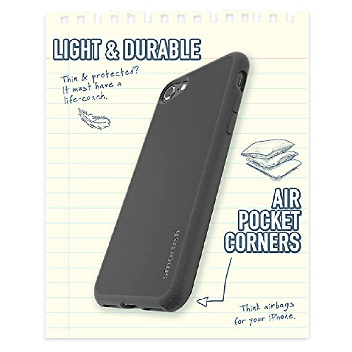 Smartish iPhone SE Slim Case - Gripmunk [Lightweight + Protective] Thin Cover for Apple iPhone SE 2022/2020 & iPhone 7/8 - Black Tie Affair