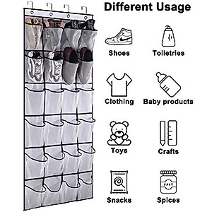 MISSLO 30 Large Pockets Dual Sided Hanging Shoe Organizer for Closet and 24 Large Mesh Pockets Door Shoe Organizer