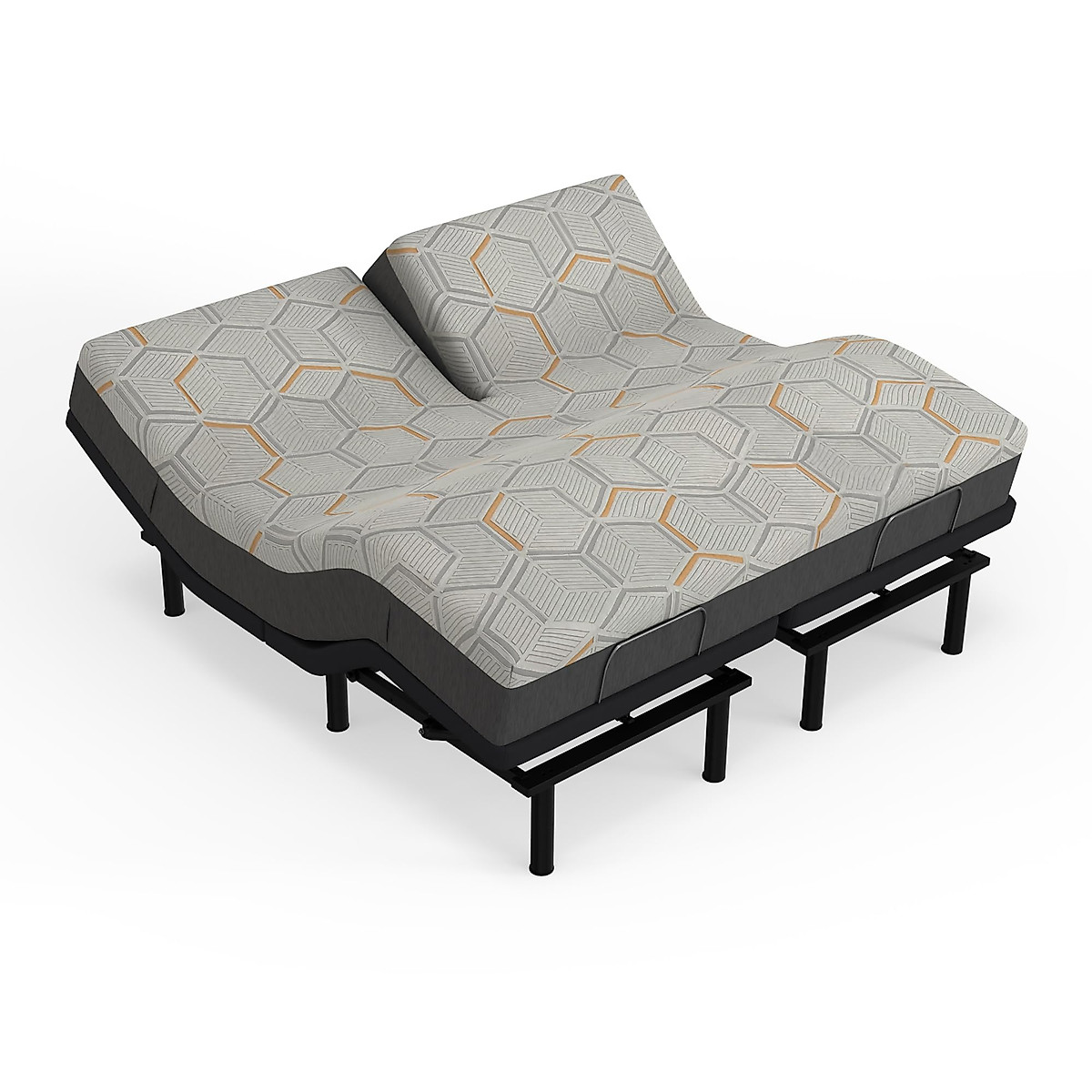 Blissful Nights - e4 Split Head Flex Top King Size Adjustable Bed Frame Set with 12" Copper Gel Infused Memory Foam Mattress Medium Firm, 120-Night Trial