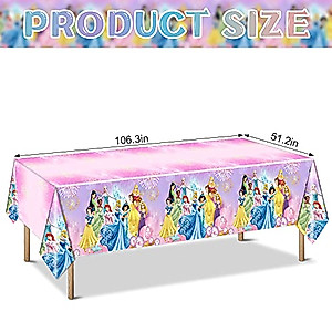 3Pcs Princess Plastic Table Cover for Birthday Party Larger Princess Party Birthday Tablecloth Baby Shower Birthday Party Decorations Supplies 106 * 51 Inch