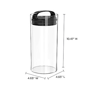Prepara Evak Fresh Saver, Medium-Tall Airless Canister with Black handle, 2.3 Quart, Clear
