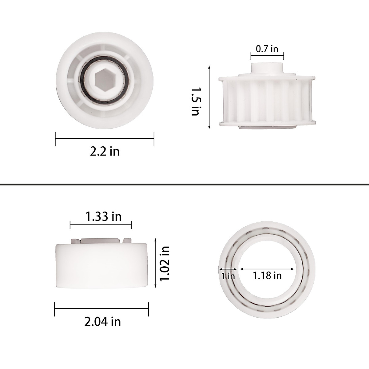 Axfvd 3884997-R6 Guide Wheels Pully Gears Replacement, with 4 Pack Guide Wheels and 2 Pully Gears for Maytronics Dolphin Nautilus CC Plus M200/M400/M500 and Dx3/Dx4/Dx6 Premier Pool Cleaner