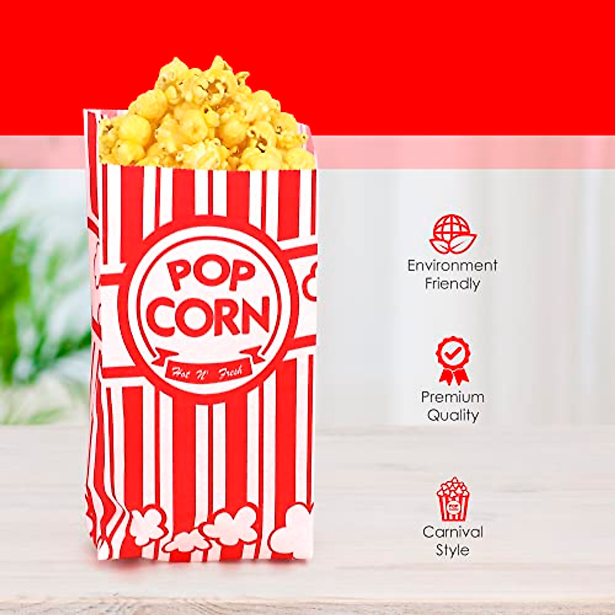 400 Popcorn Bags 1 Once - Perfect Size for Theater, Movies, Birthday Parties Celebration - Great Carnival Light Snacking Bags - Popcorn Bags for Party - Sturdy Paper Bags. (400)