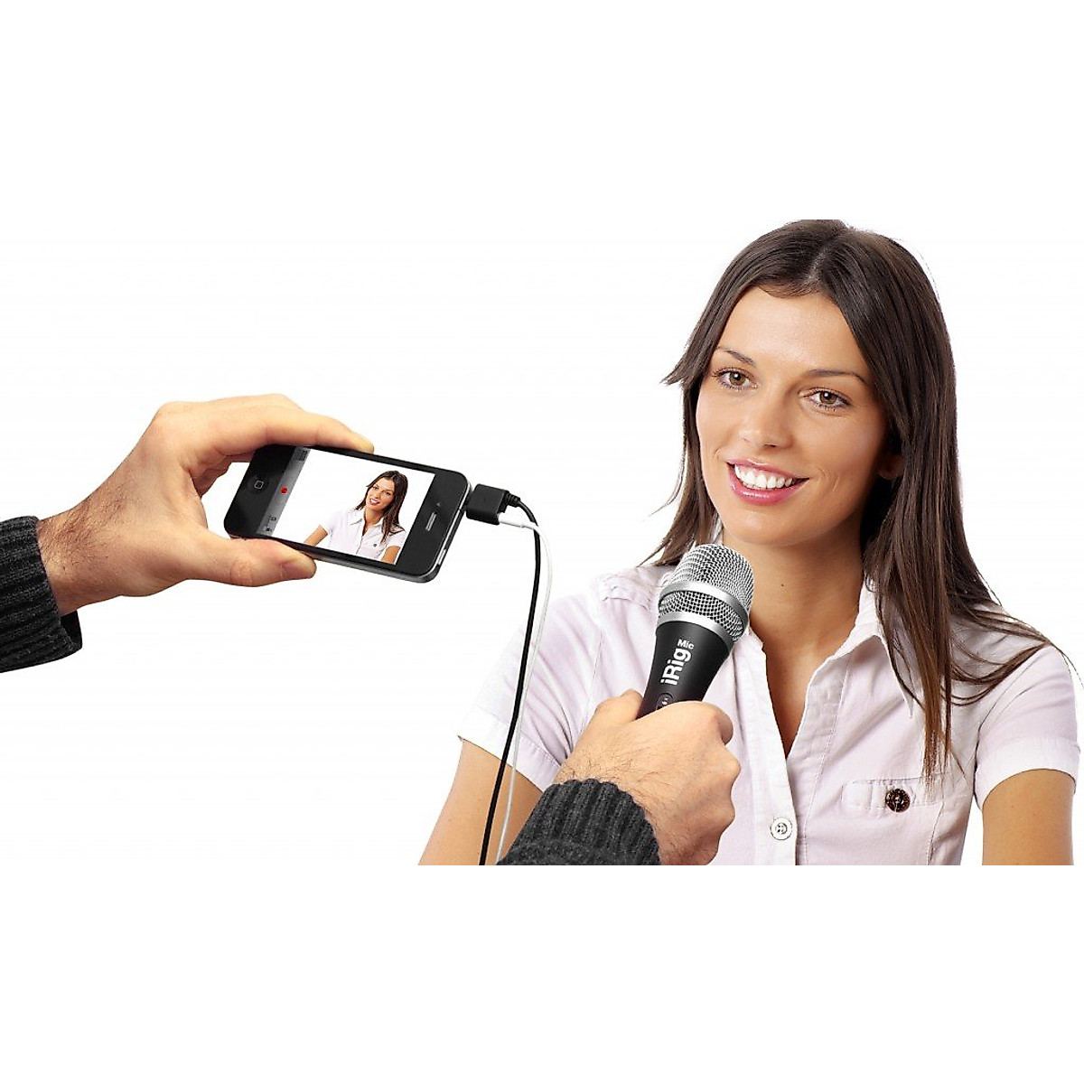 IK Multimedia iRig Mic Handheld Condenser Microphone for Mobile Devices, Metal Housing, 3.5mm Jack for iPhone, iPad, iPod Touch, and Android Devices Plus Headphone Output