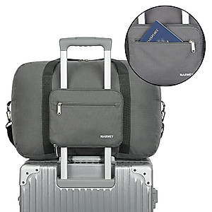 For Spirit Airlines Personal Item Bag 18x14x8 Foldable Travel Duffel Bag Tote Carry on Luggage for Women and Men (Grey (with Shoulder Strap))